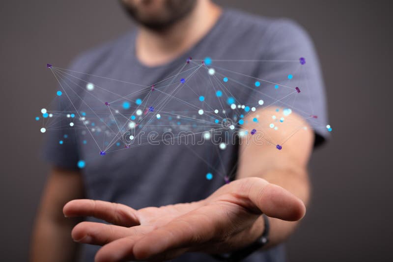3d Rendering Floating Connecting Lines And Binary Digits On A Man S Hand Concept Of 5067