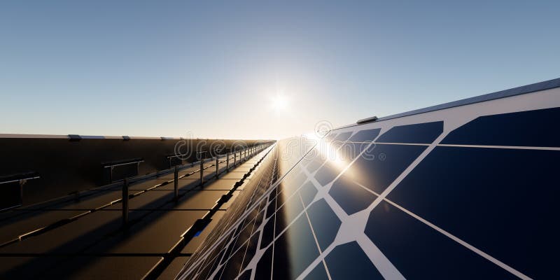 3d Rendering of Floating Solar, Floatovoltaics or Solar Farm on Water ...