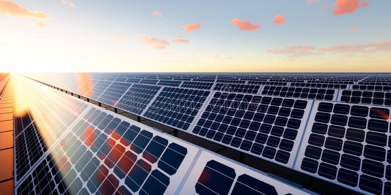 3d Rendering of Floating Solar with Sky Background Stock Illustration ...