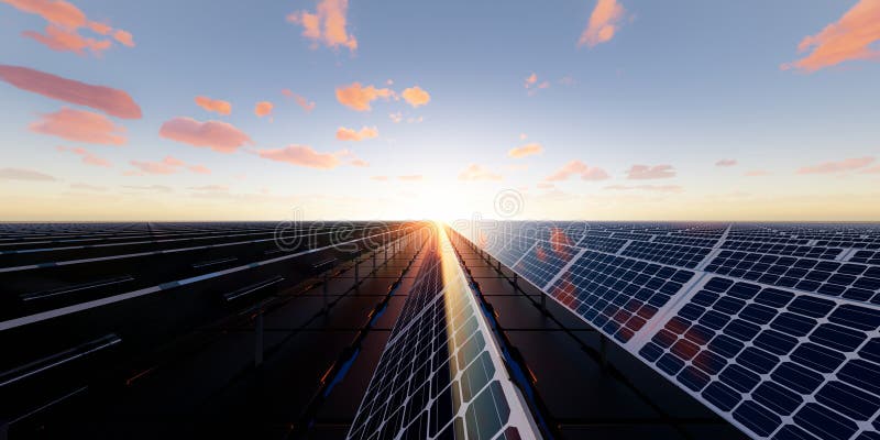 3d Rendering of Floating Solar with Sky Background Stock Illustration ...