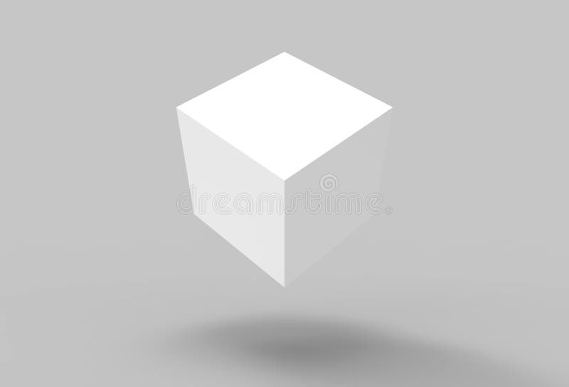3d Rendering. Floating White Spin Box Cube with Shadow on the Floor ...