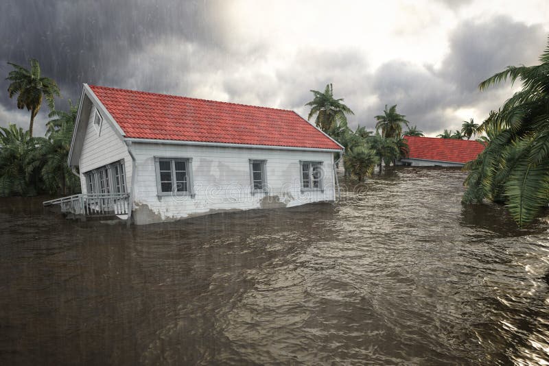 3d Rendering. Flooding Houses Stock Image - Image of nature ...