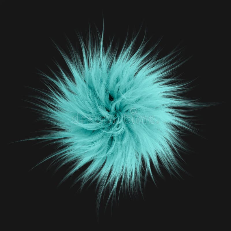 3d Rendering. Fluffy Blue Ball on Black Isolated Background. Graphic ...