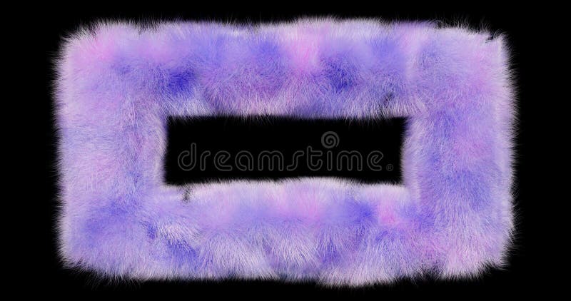 3d Rendering. Fluffy Purple Rectangle on Isolated Background. Graphic ...