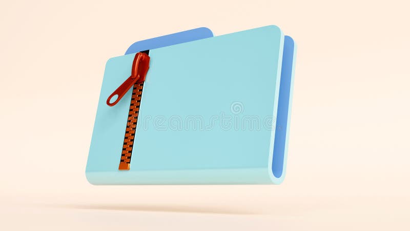 3D Rendering of Folder and File Icon with Zipper, Desktop Icons Pack ...