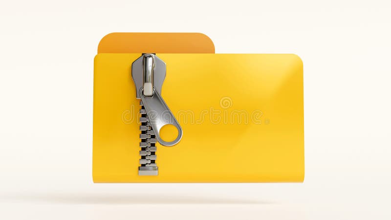 3D Rendering of Folder and File Icon with Zipper, Desktop Icons Pack ...