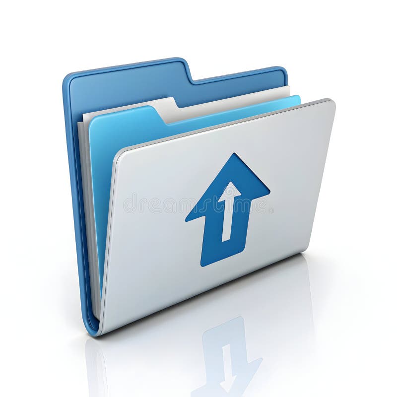3D Folder Upload Isolated on White Background Stock Illustration ...