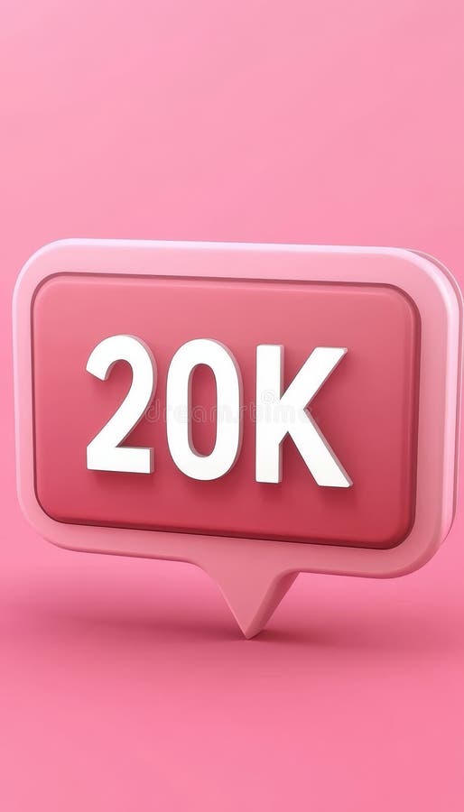3D Rendering of a 20,000 Follower Social Media Notification Icon on a ...