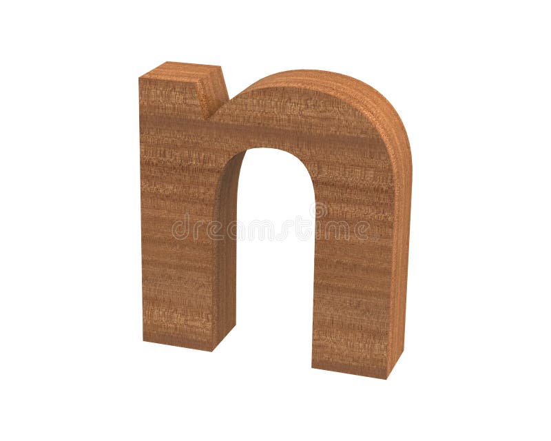 Font Polished Mahogany Lowercase N Render Stock Illustration ...