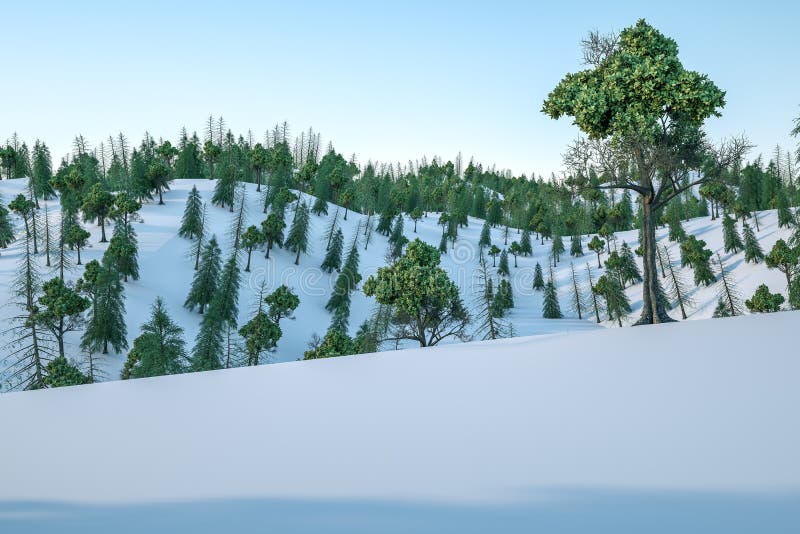 3d Rendering, Forest and Snow Stock Image - Image of cold, branch ...