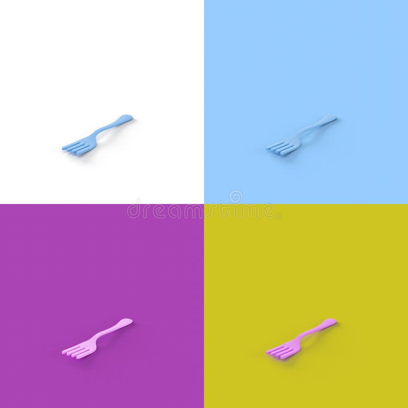 3D Rendering of a Fork in Diagonal Orientation Presented in Four ...