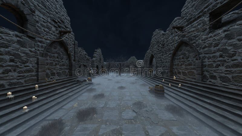 3D Rendering of the Fortress Courtyard Stock Illustration ...