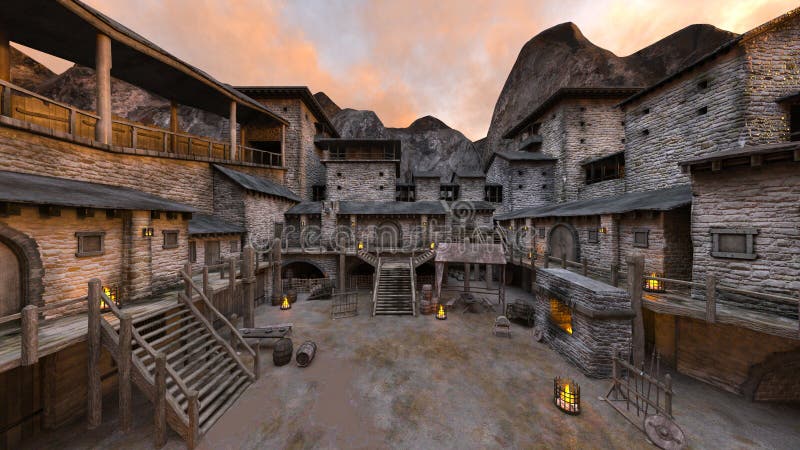 Fortress Courtyard Stock Illustrations – 130 Fortress Courtyard Stock ...