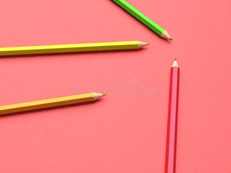 3d Rendering Four Pencils on a Red Background Stock Illustration ...