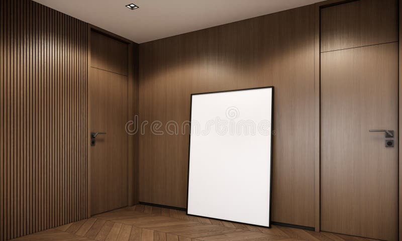 3d Rendering, Frame Mockup, Poster Mockup, Blank Frame in Room Wood ...