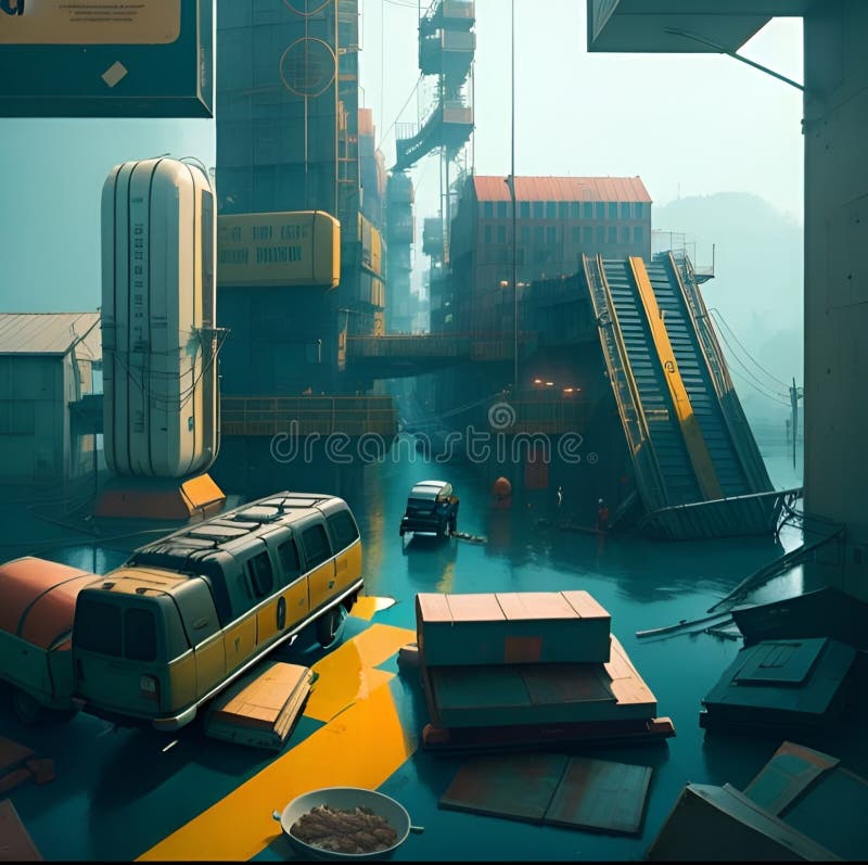 3d Rendering of Freight Train and Cargo Container in the Shipyard Stock ...