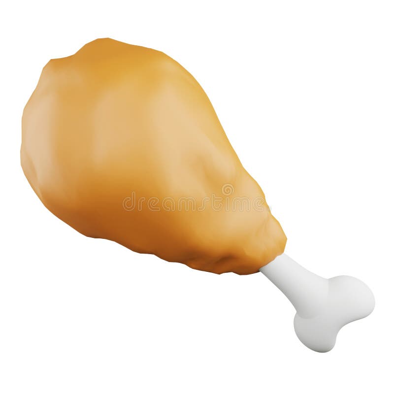 3D Rendering Fried Chicken Wing and Bone Icon Stock Illustration ...
