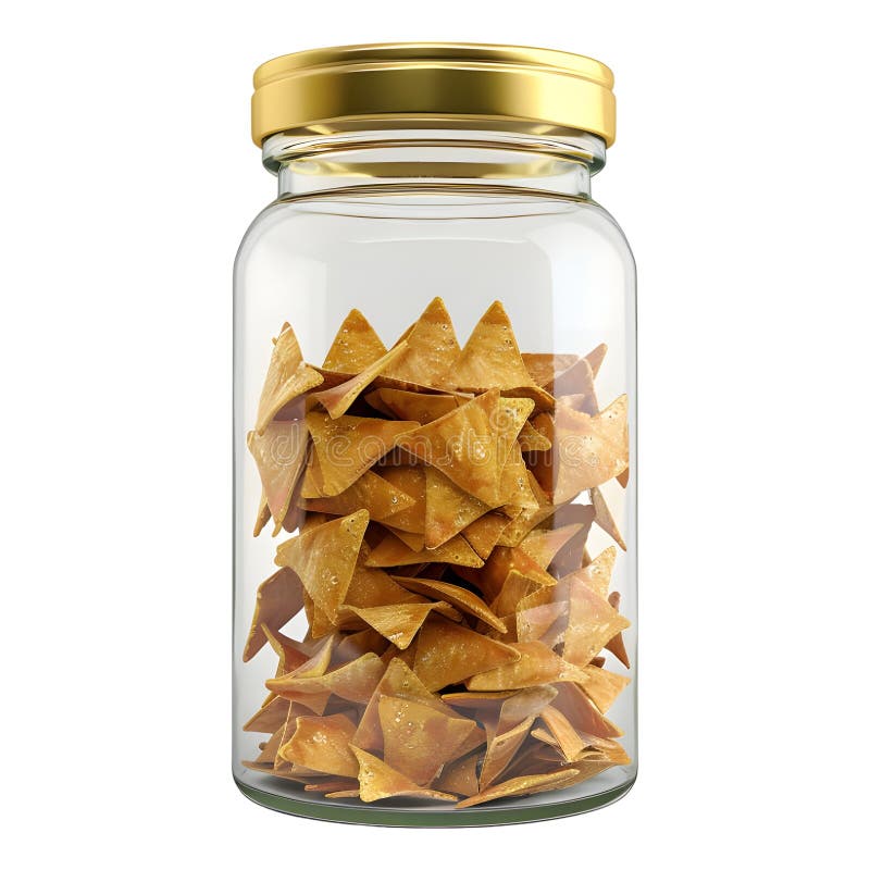 3D Rendering of a Fried Chips in a Glass Jar on Transparent Background ...