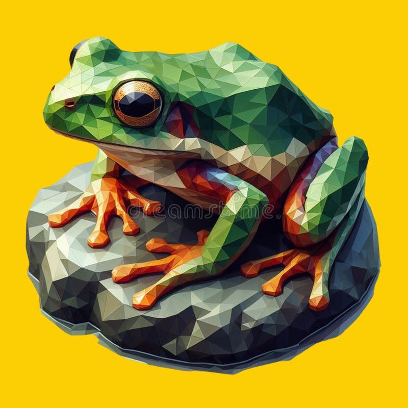 3D Rendering of a Frog Low Polygon Isolated Stock Illustration ...
