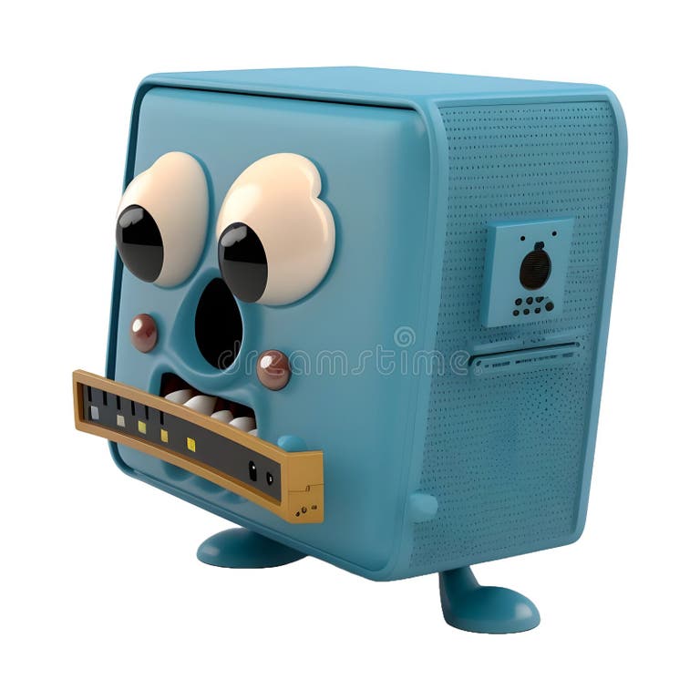 3D Rendering of a Funny Computer Cartoon on Transparent Background - Ai ...
