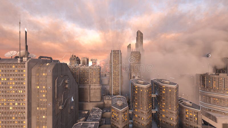 3D Rendering of the Future City Scenery Stock Illustration ...