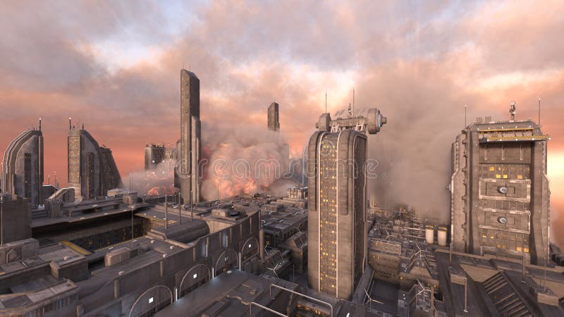 3D Rendering of the Future City Scenery Stock Illustration ...