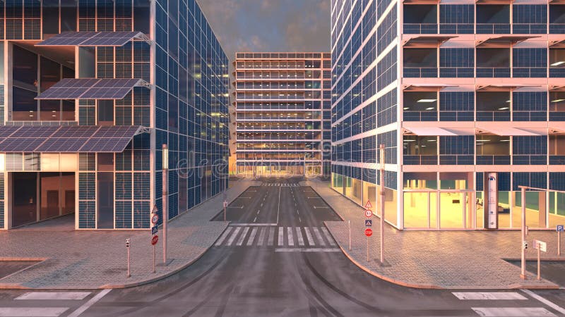 3D Rendering of the Future City Scenery Stock Illustration ...