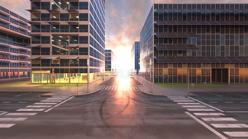 3D Rendering of the Future City Scenery Stock Illustration ...