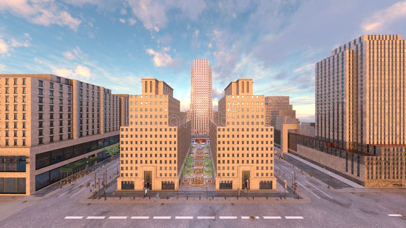 3D Rendering of the Future City Scenery Stock Illustration ...