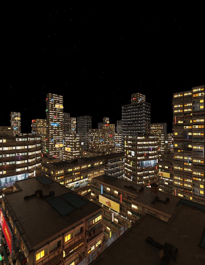 3D Rendering of the Future City Scenery Stock Illustration ...