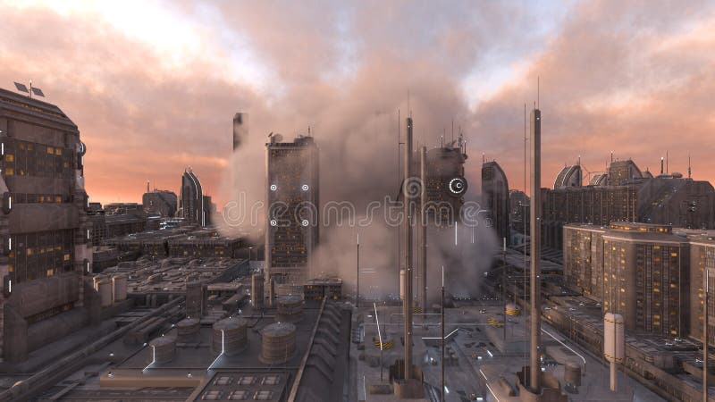 3D Rendering of the Future City Scenery Stock Illustration ...