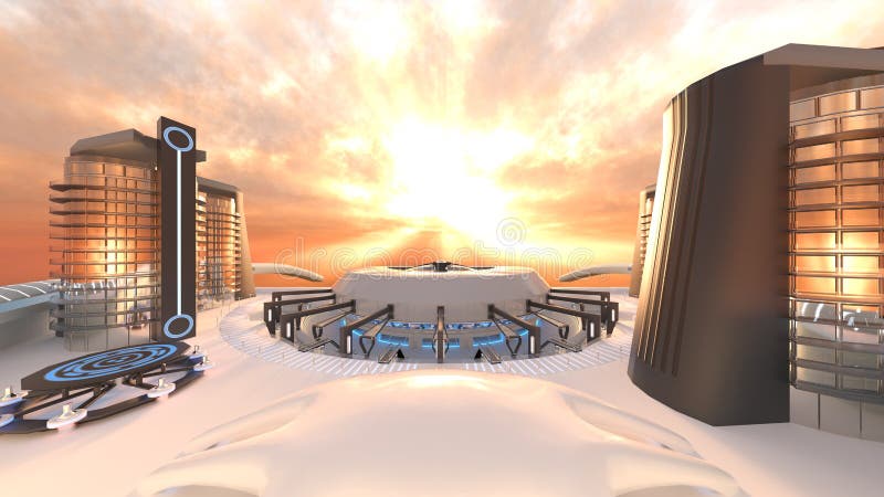 3D Rendering of the Future City Scenery Stock Illustration ...