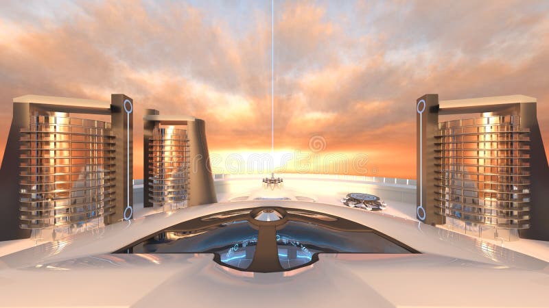 3D Rendering of the Future City Scenery Stock Illustration ...