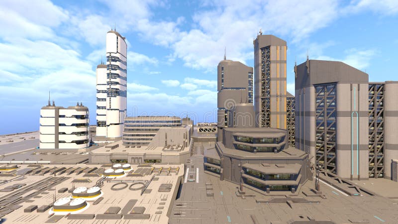 3D Rendering of the Future City Scenery Stock Illustration ...