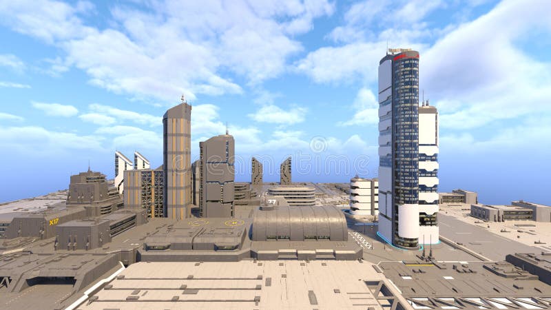 3D Rendering of the Future City Scenery Stock Illustration ...