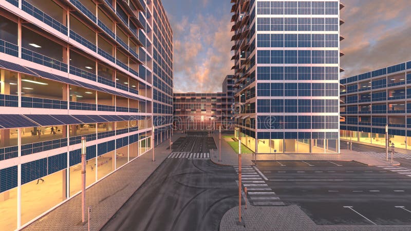 3D Rendering of the Future City Scenery Stock Illustration ...