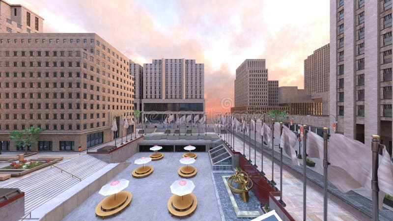 3D Rendering of the Future City Scenery Stock Illustration ...