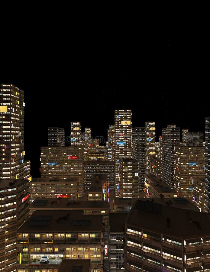 3D Rendering of the Future City Scenery Stock Illustration ...