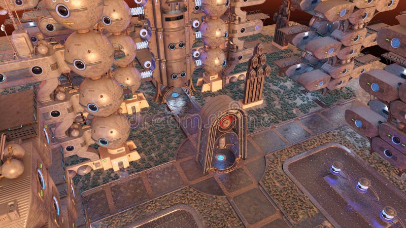 3D-illustration of an Alien City Somewhere Outerspace Stock ...