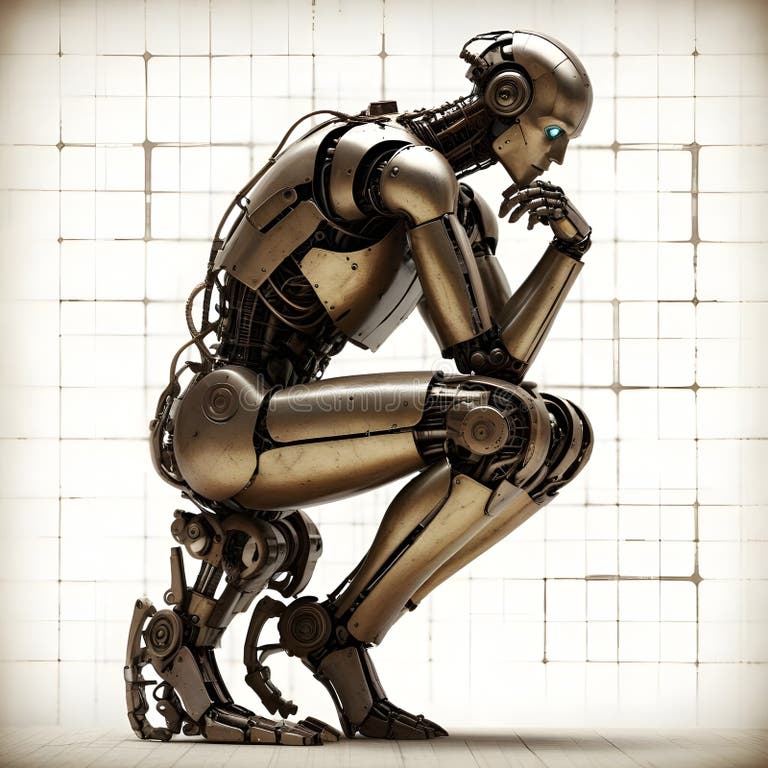 3d Rendering of Futuristic AI and Robotic Thinker Visualizations - Artificial General ...