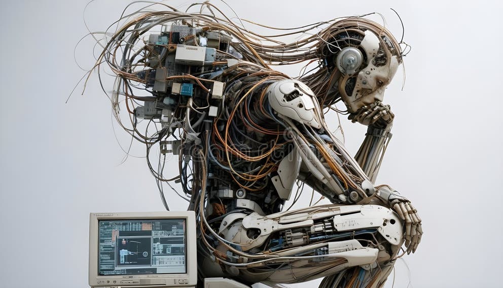 3d Rendering of Futuristic AI and Robotic Thinker Visualizations - Artificial General ...