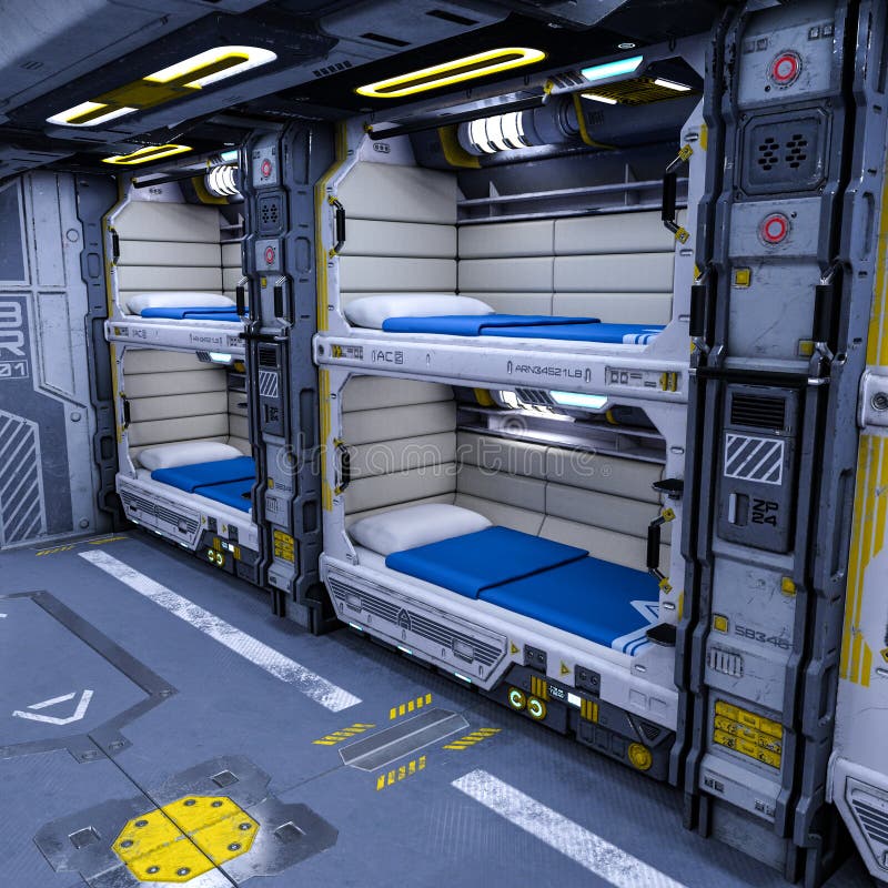 3D-illustration of a Futuristic Hospital in a Science Fiction Starship ...