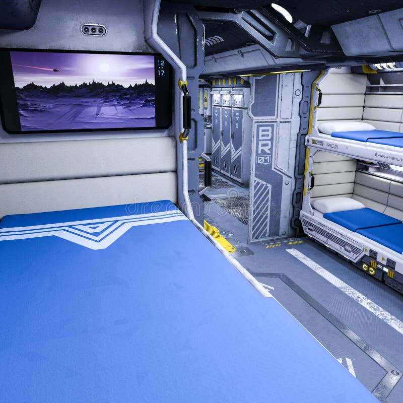 3D-illustration of a Futuristic Hospital in a Science Fiction Starship ...