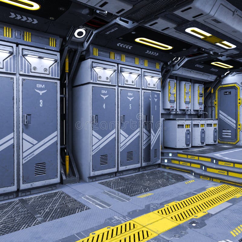 3D-illustration of a Futuristic Hospital in a Science Fiction Starship ...