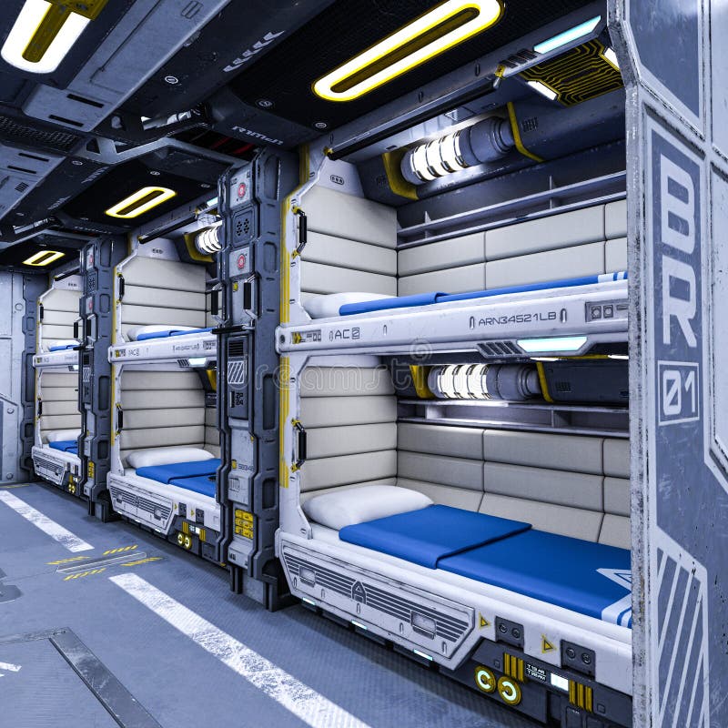 3D-illustration of a Futuristic Hospital in a Science Fiction Starship ...