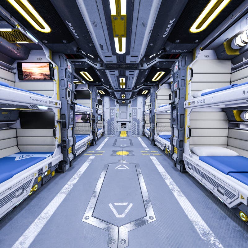 3D-illustration of a Futuristic Hospital in a Science Fiction Starship ...