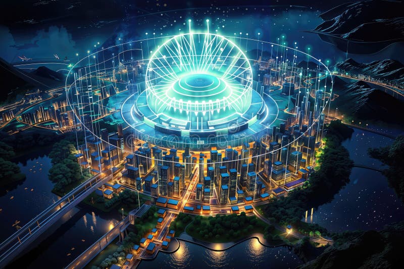 3D Rendering of a Futuristic City in the Form of a Circle, Generative ...