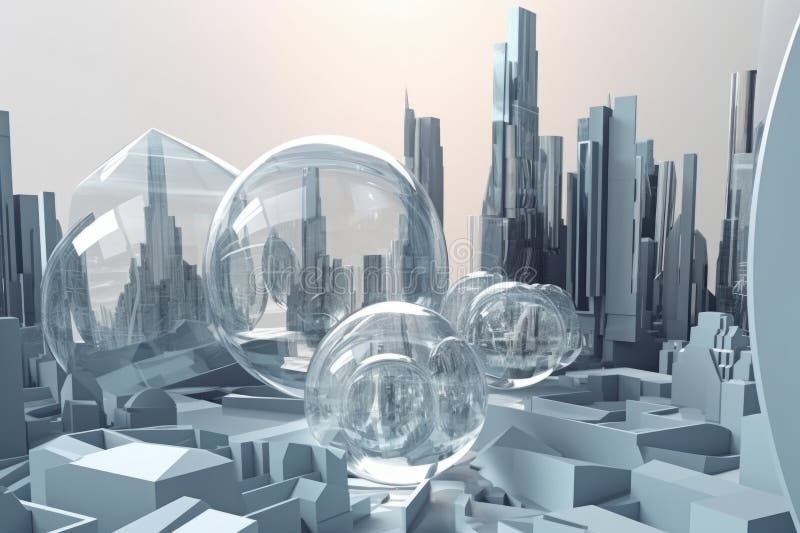 3d Rendering of Futuristic City with Geometric and Glass Structures ...