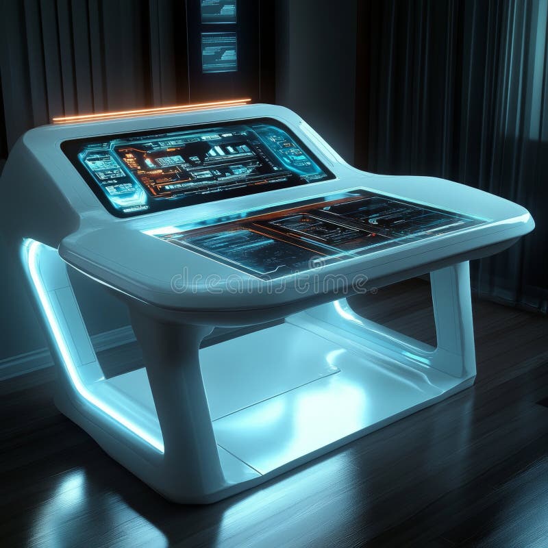 3d Rendering of a Futuristic Computer with a Holographic Screen in the ...