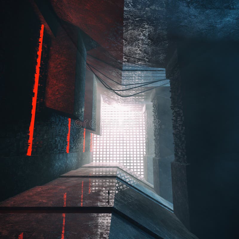 3D Rendering of Futuristic Brutalist Architecture Stock Illustration ...